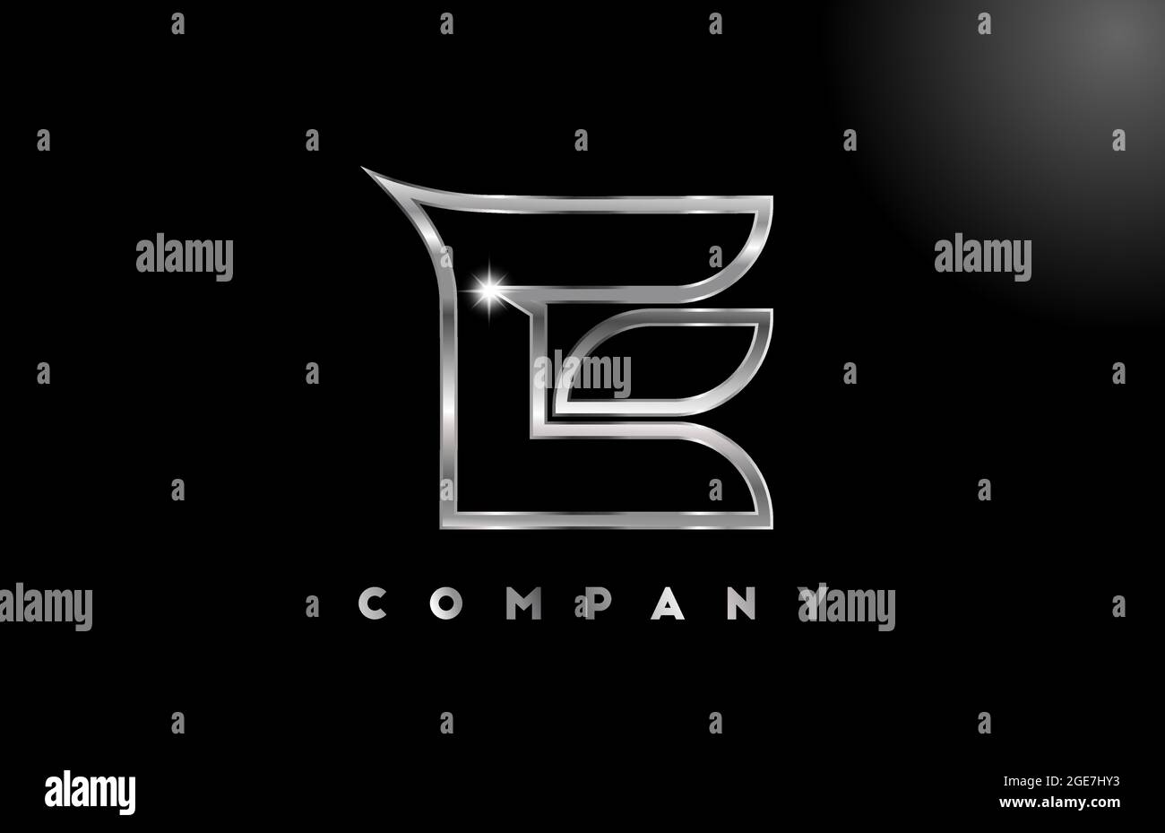 E grey metallic alphabet letter logo for business template ...