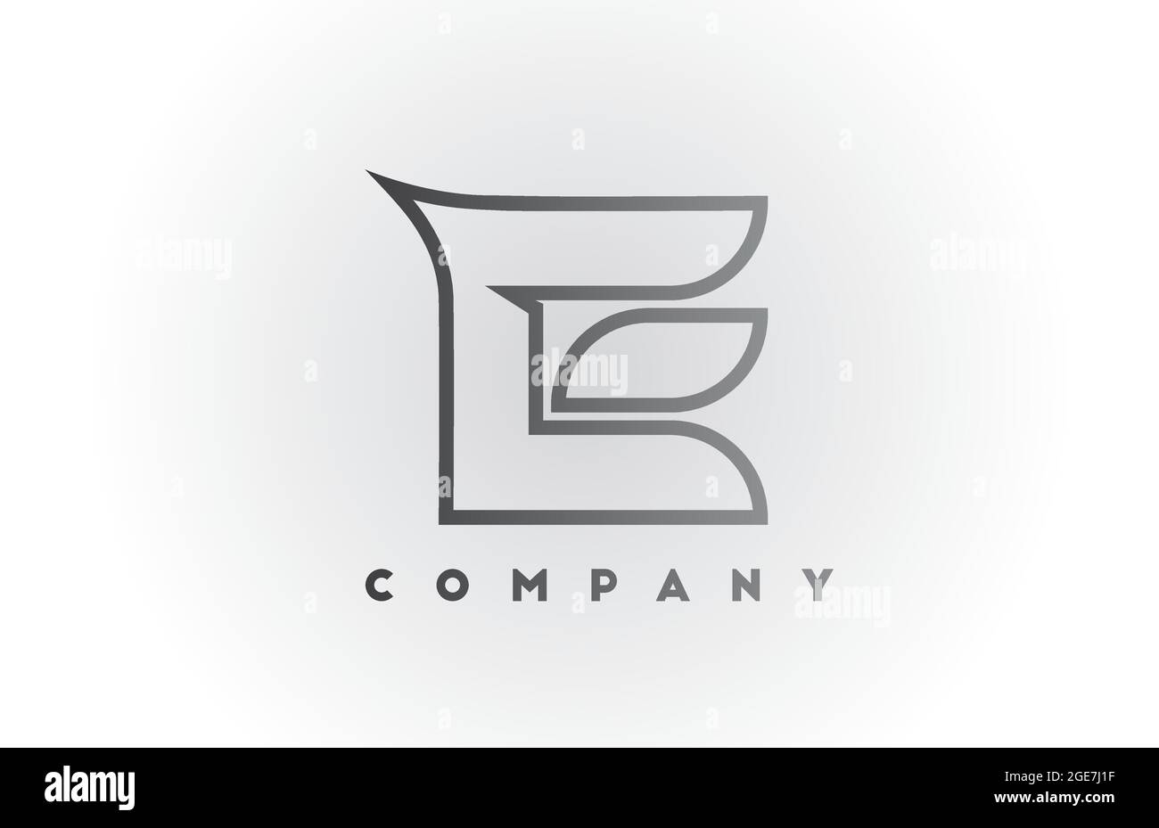 E line grey white gradient alphabet letter logo icon with white ...