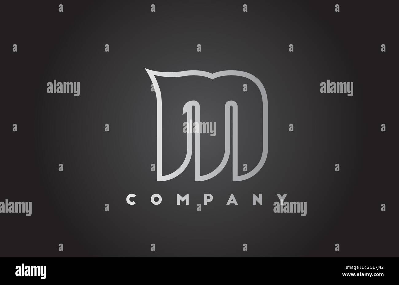 M creative grey gradient alphabet letter logo for business template ...