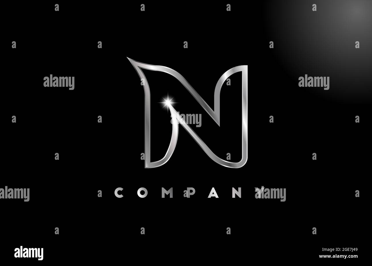 N grey metallic alphabet letter logo for business template ...