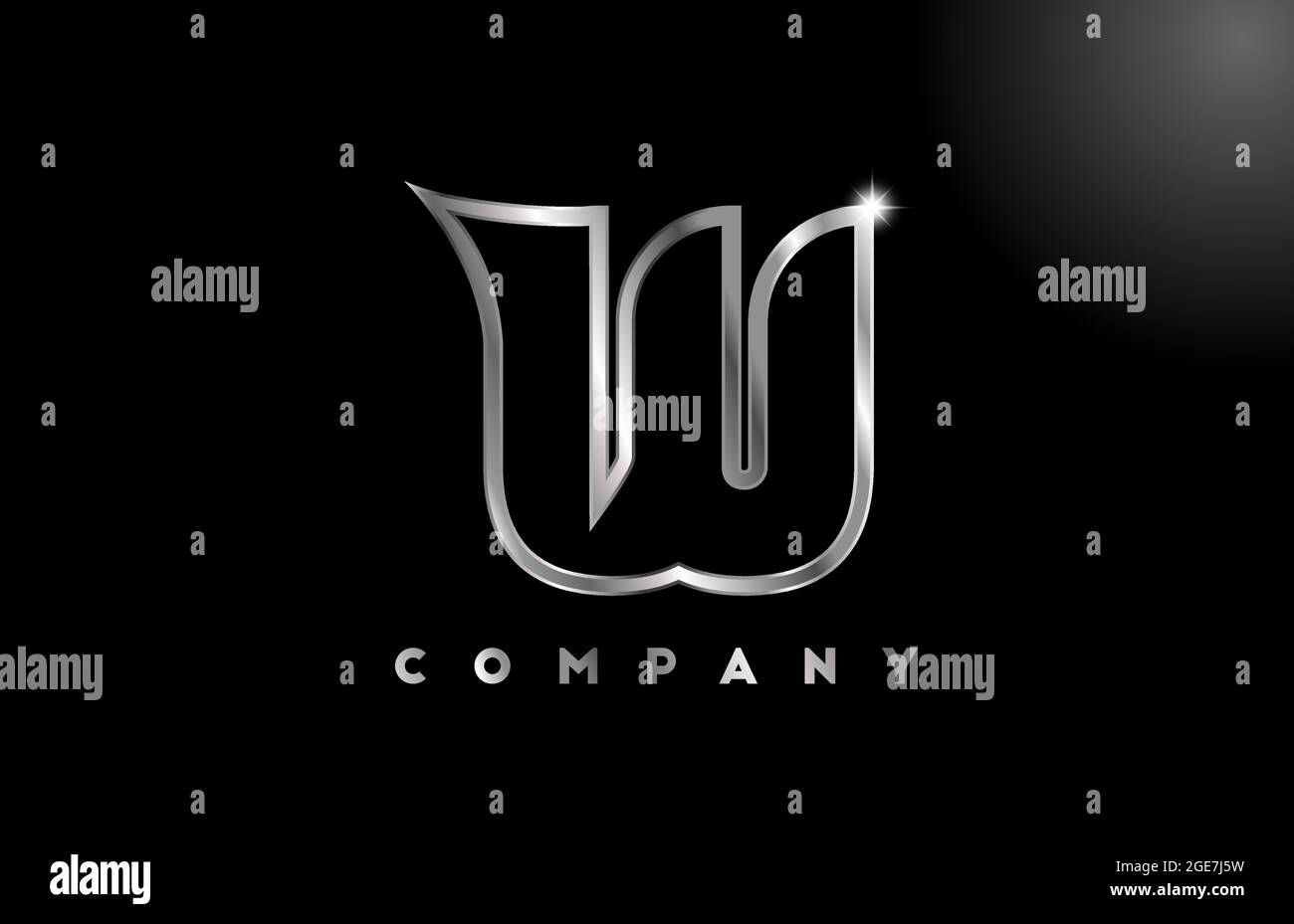 W grey metallic alphabet letter logo for business template ...