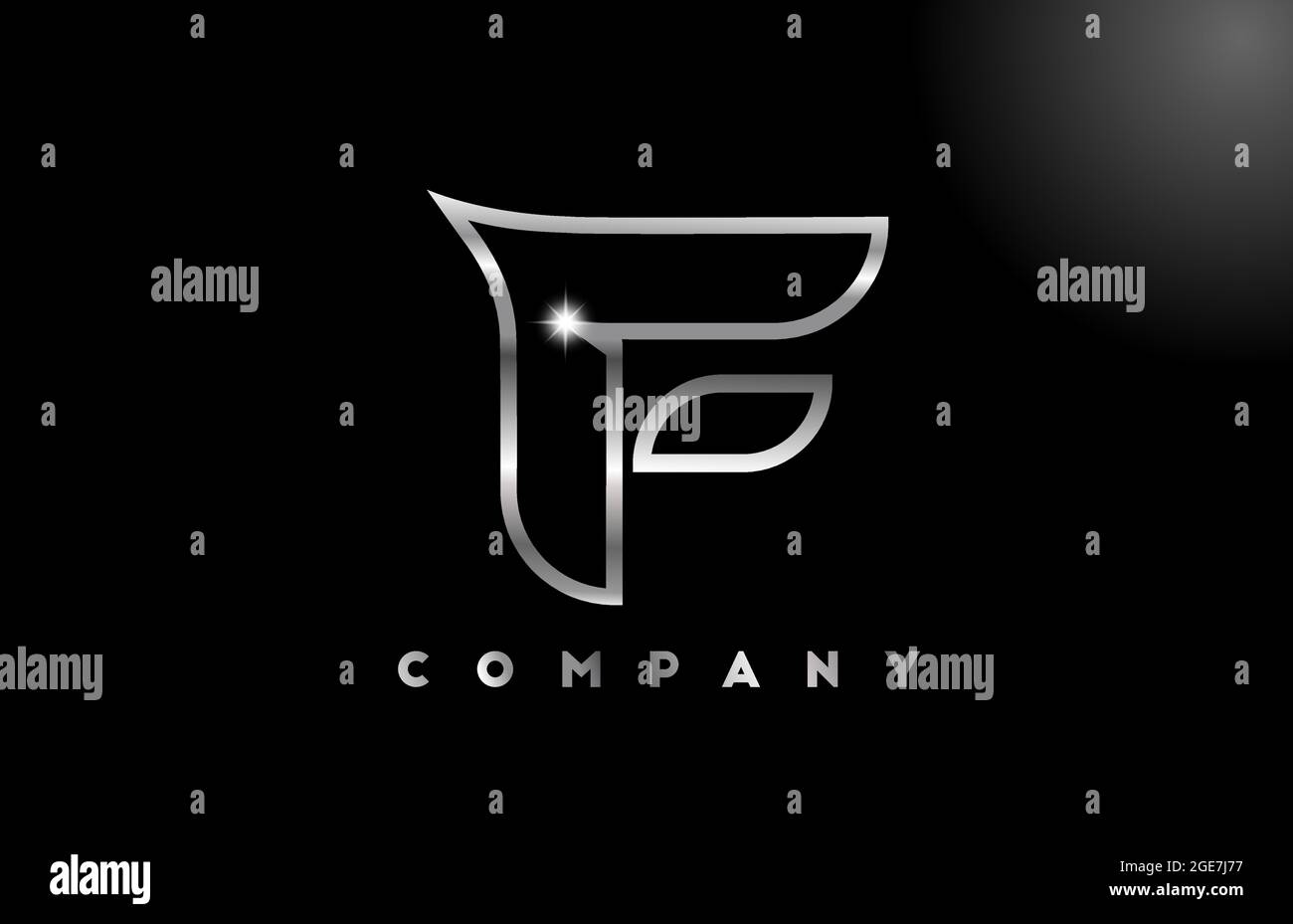 F grey metallic alphabet letter logo for business template ...
