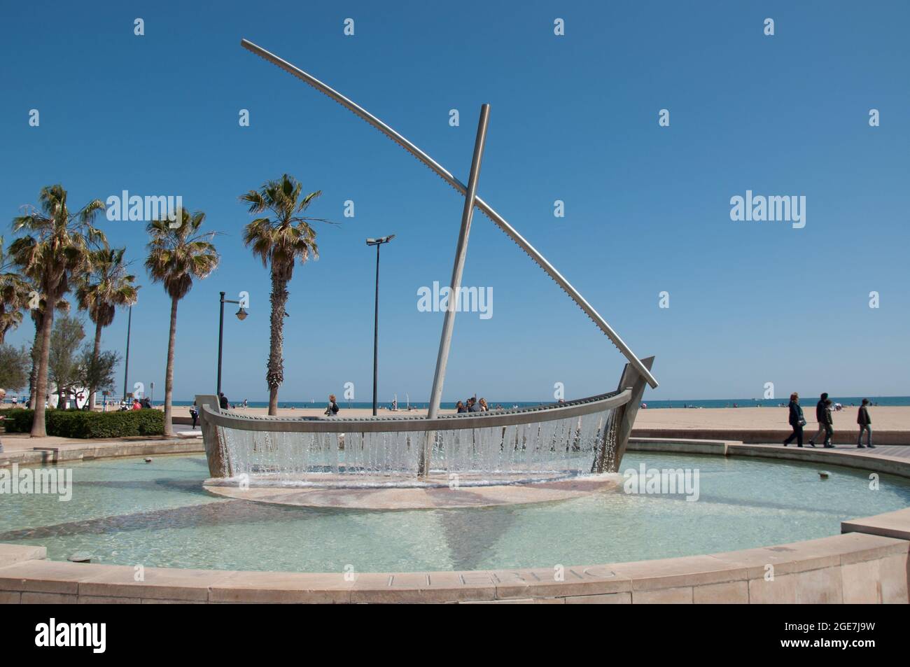 Fountain, The Seafront, Valencia, Spain, Europe Stock Photo - Alamy