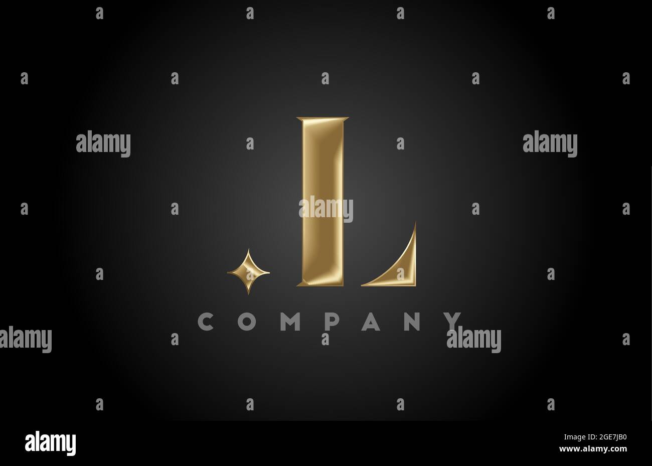 L gold metal alphabet letter icon logo template. Company and business ...