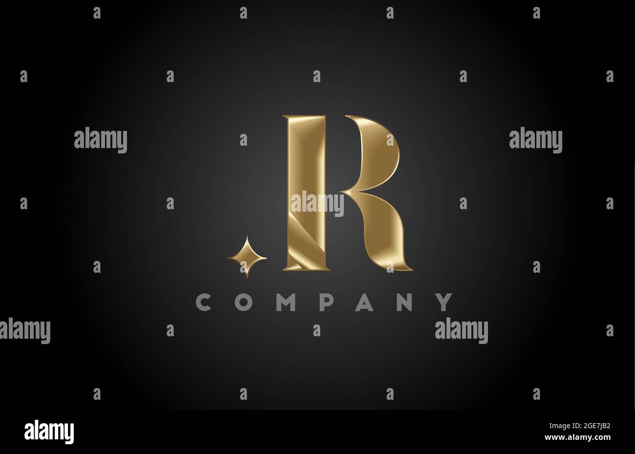R gold metal alphabet letter icon logo template. Company and business ...