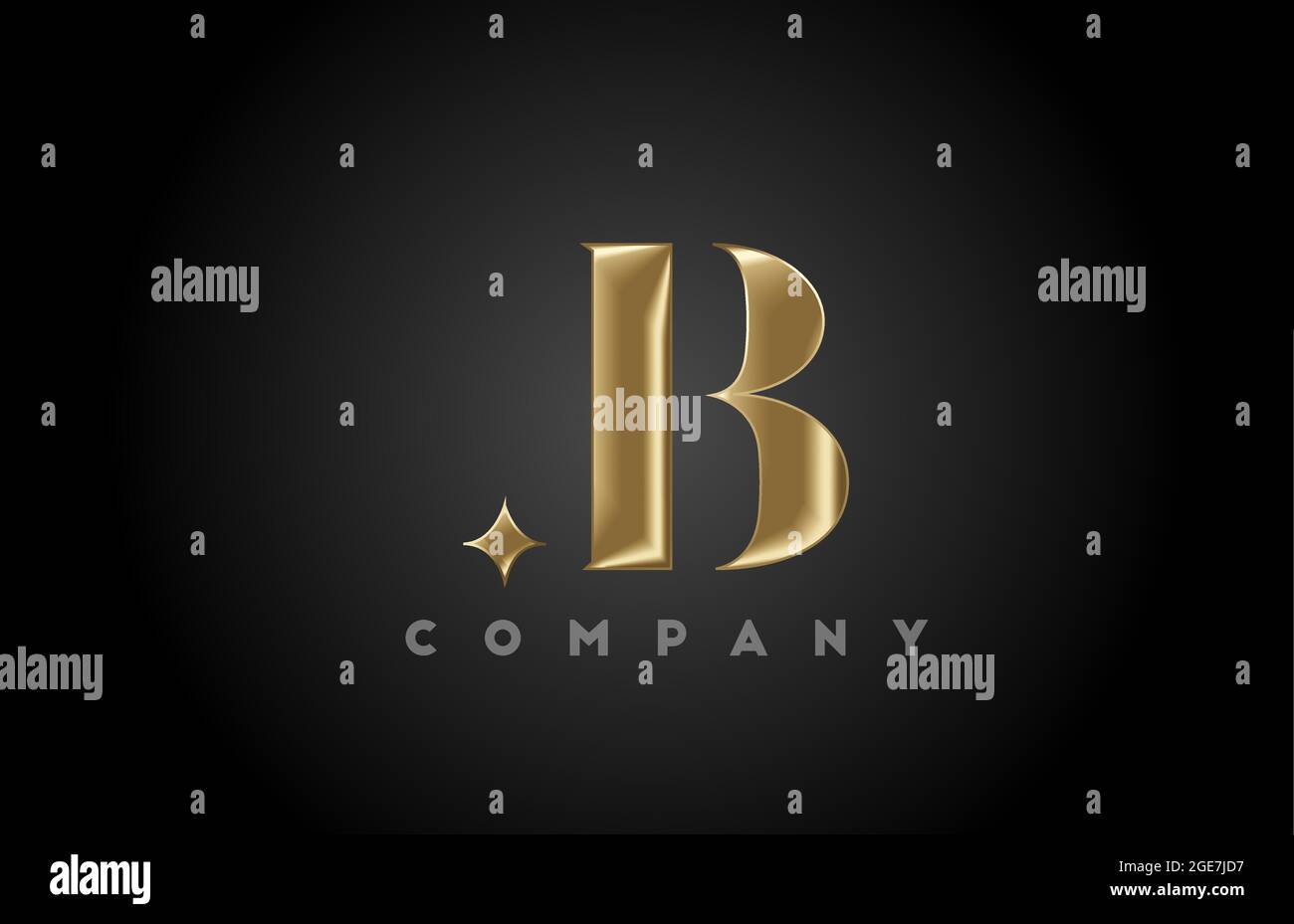 B gold metal alphabet letter icon logo template. Company and business ...