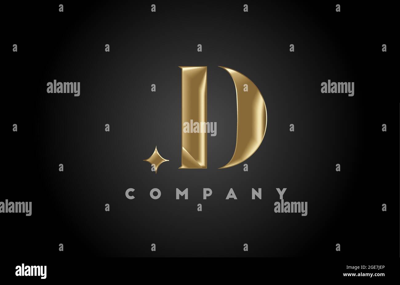 D gold metal alphabet letter icon logo template. Company and business ...