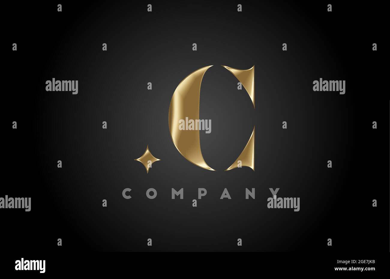 C gold metal alphabet letter icon logo template. Company and business ...