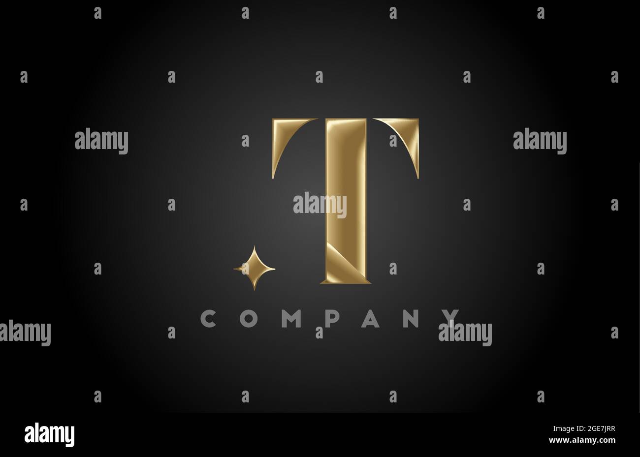 T gold metal alphabet letter icon logo template. Company and business ...