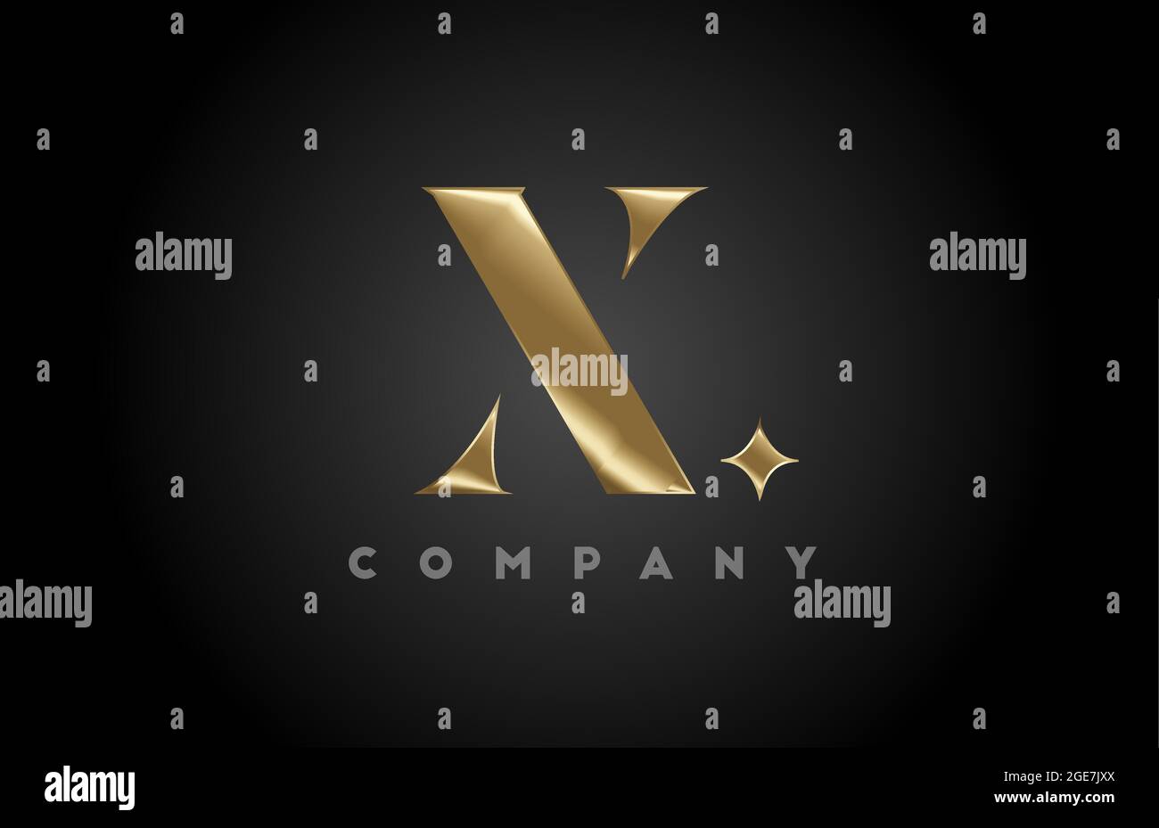 X gold metal alphabet letter icon logo template. Company and business ...
