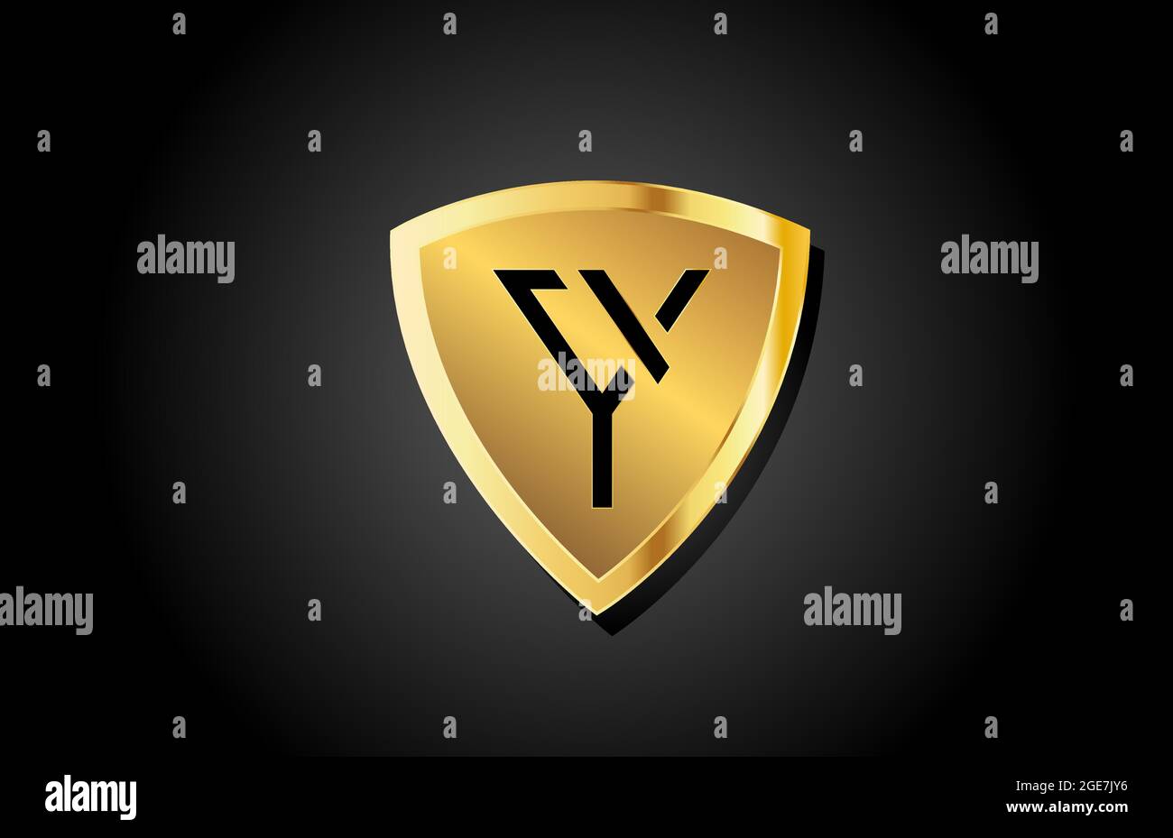golden shield Y luxury alphabet letter logo icon for business and ...