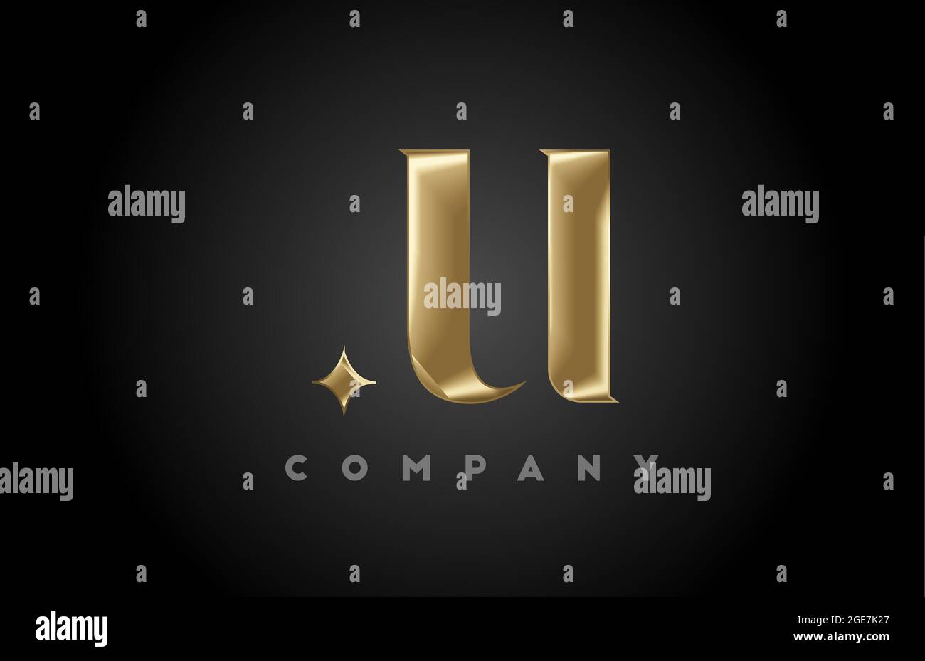 U gold metal alphabet letter icon logo template. Company and business ...