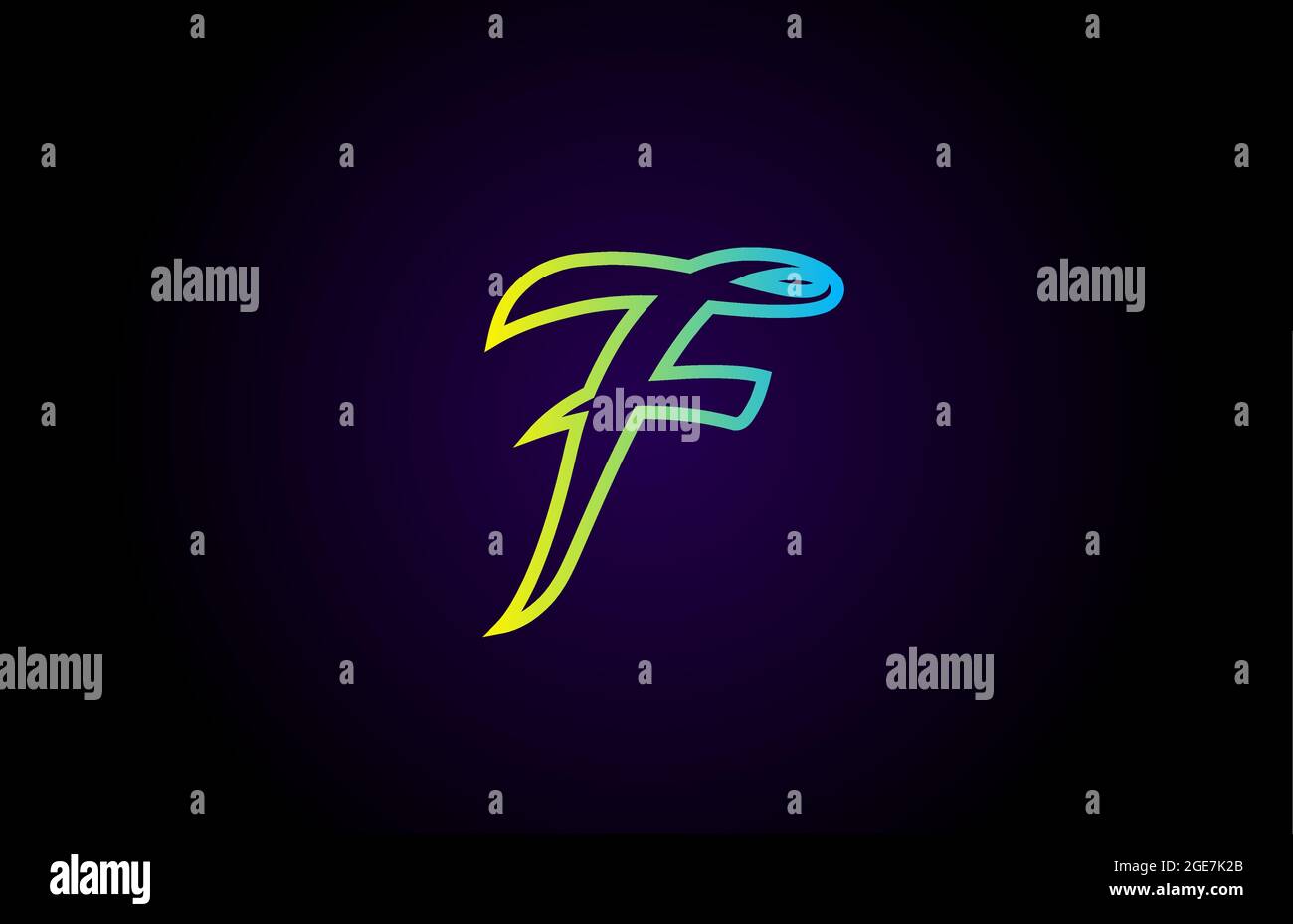 F green yellow creative handwritten alphabet letter logo for branding ...