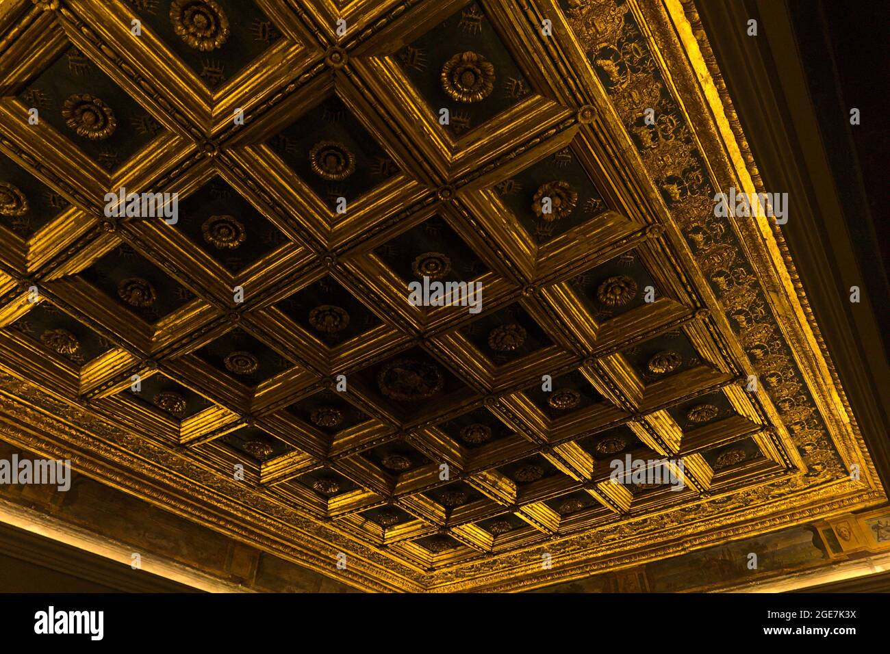 Low angle shot of the ceiling of Vatican museum in Vatican City, Rome ...
