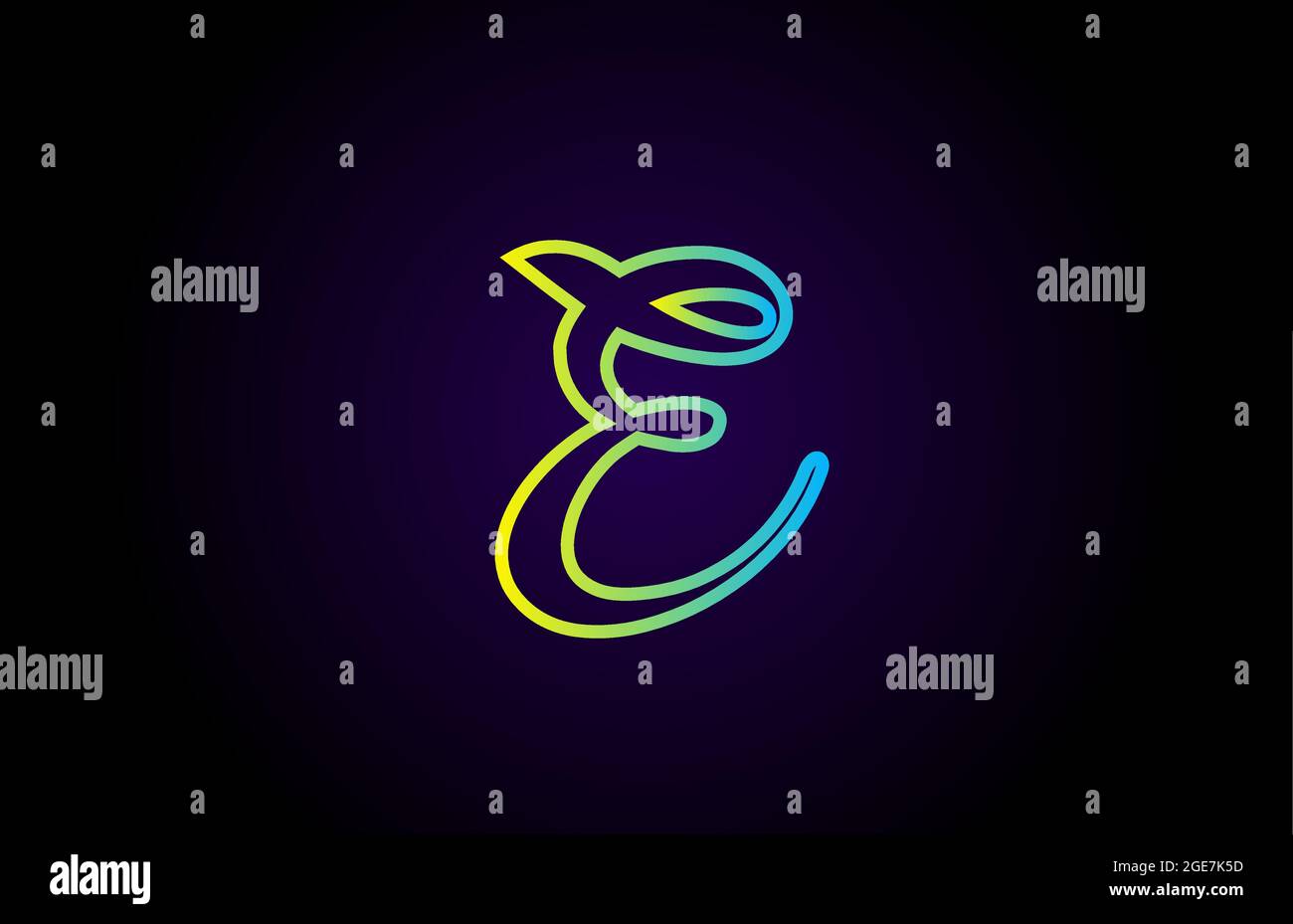 E green yellow creative handwritten alphabet letter logo for branding ...