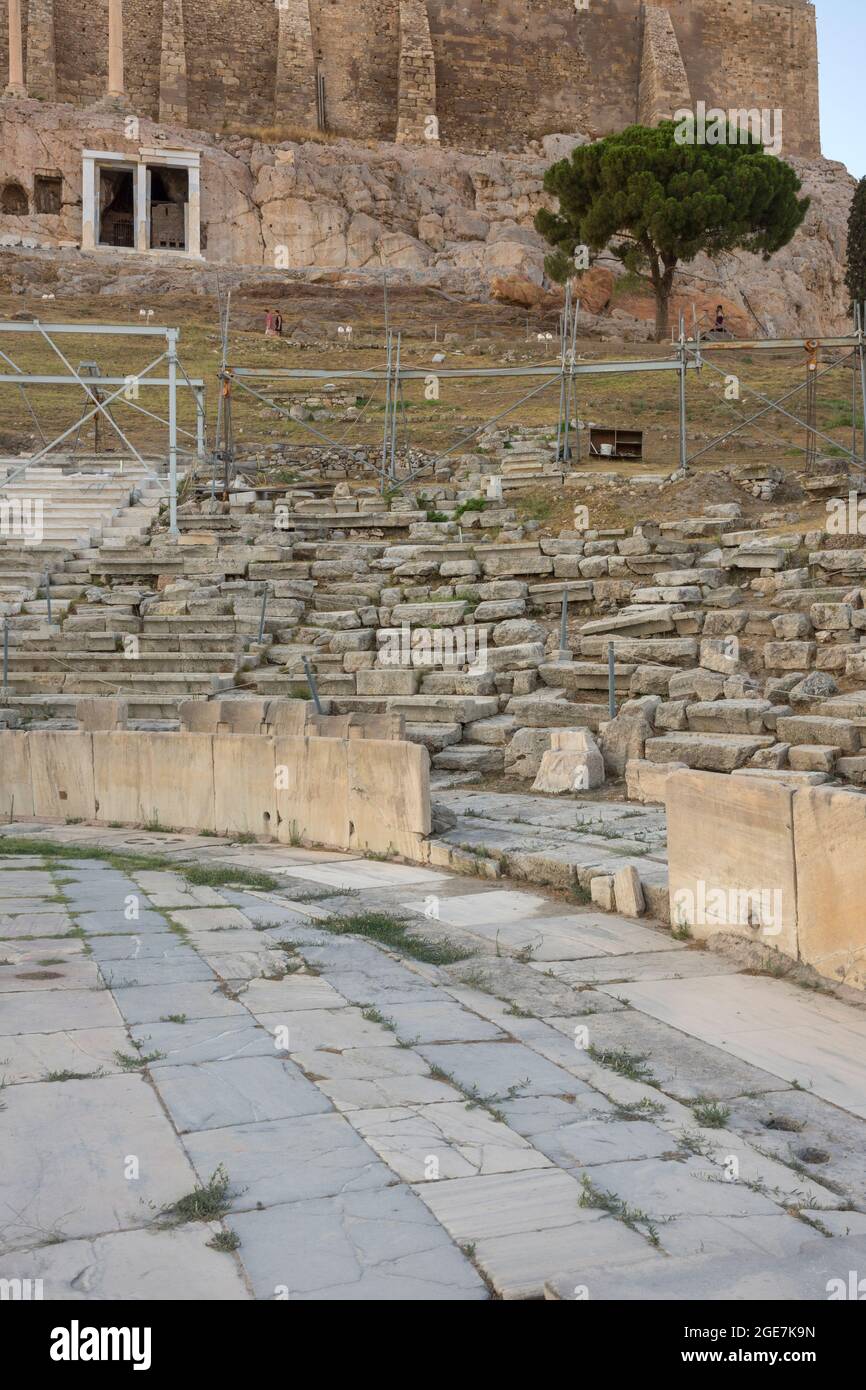 greek amphitheater to the Acropolis of Athens in Greece Stock Photo - Alamy