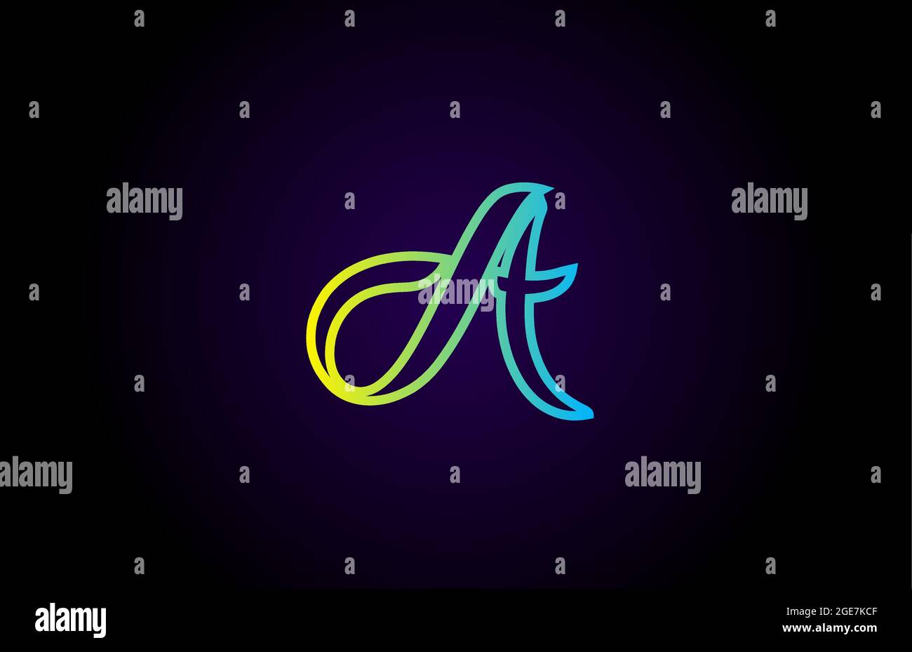 A green yellow creative handwritten alphabet letter logo for branding ...