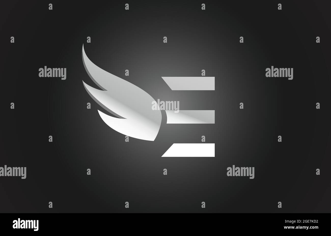 black and white E wing alphabet letter logo icon. Creative design for ...