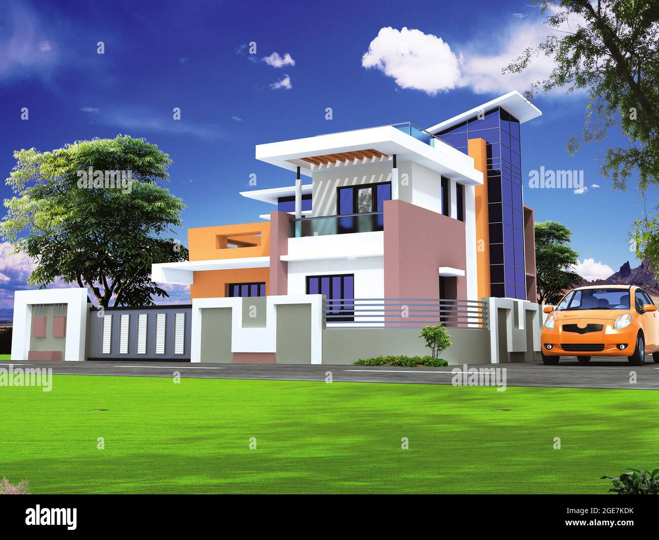 3D exterior architectural design of a modern building Stock Photo - Alamy