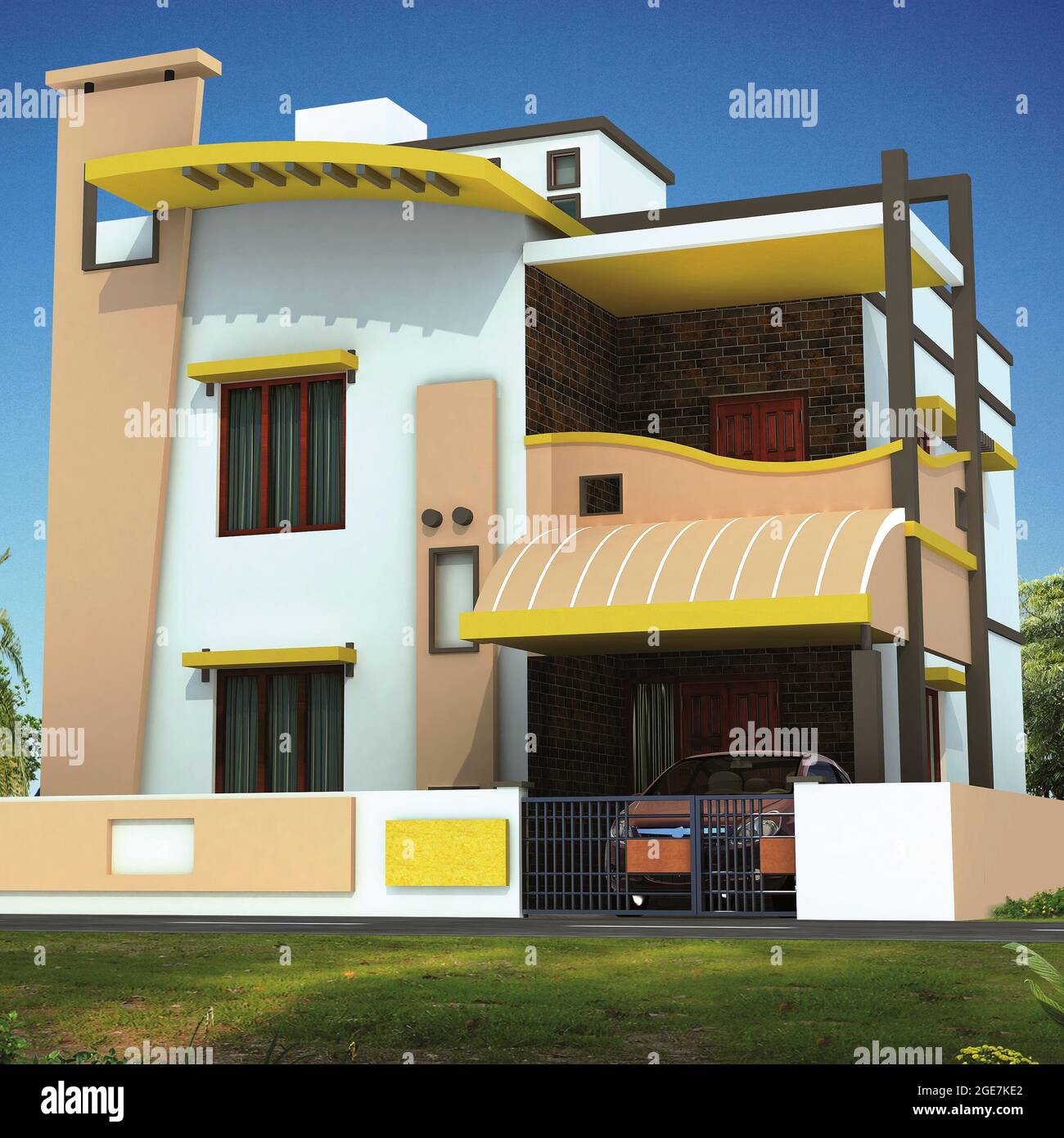 3D exterior architectural design of a modern building Stock Photo - Alamy