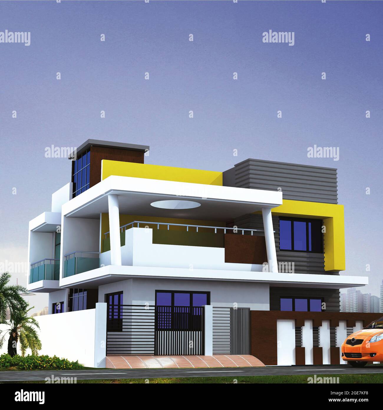 3D exterior architectural design of a modern building Stock Photo - Alamy