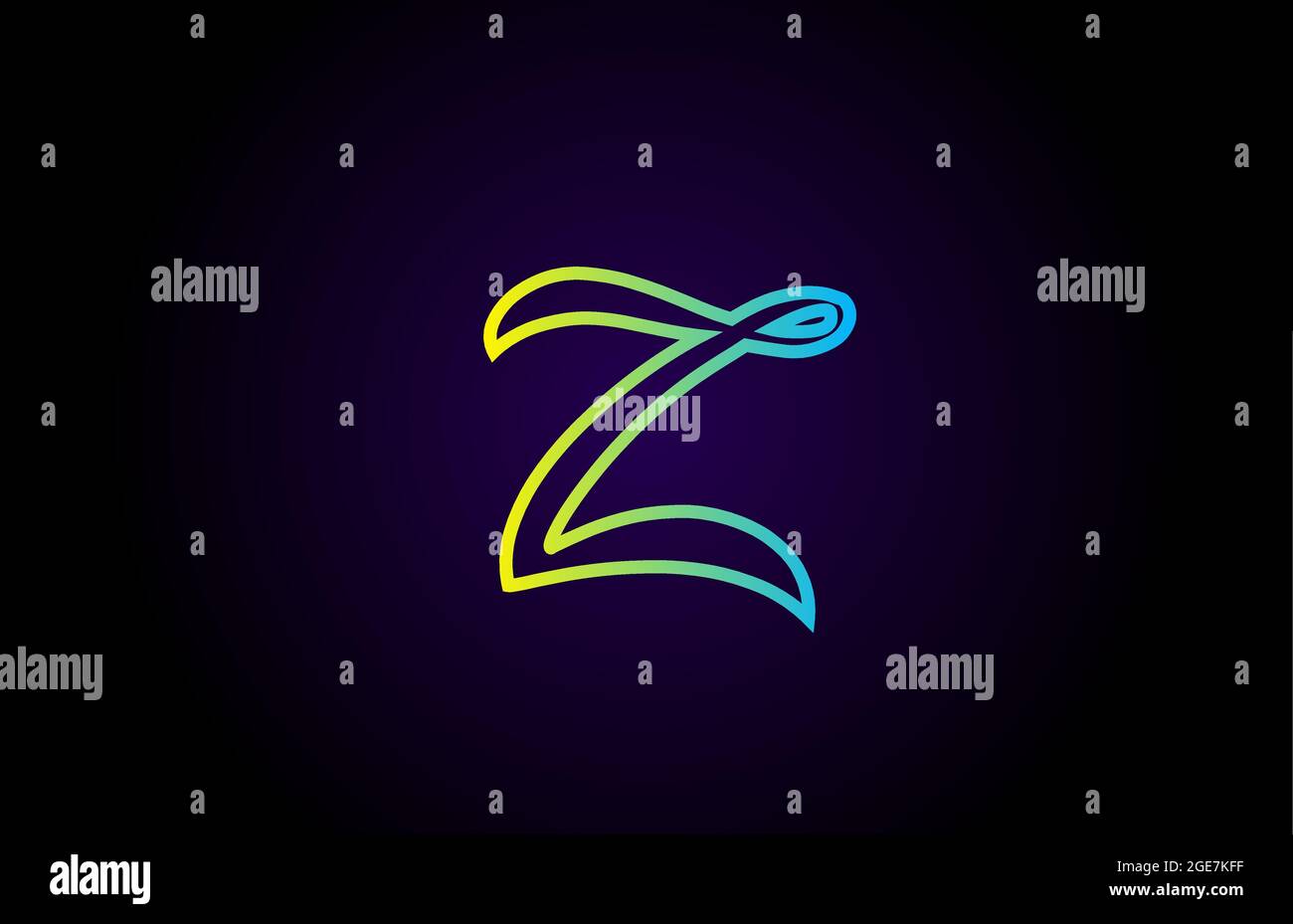 Z green yellow creative handwritten alphabet letter logo for branding ...