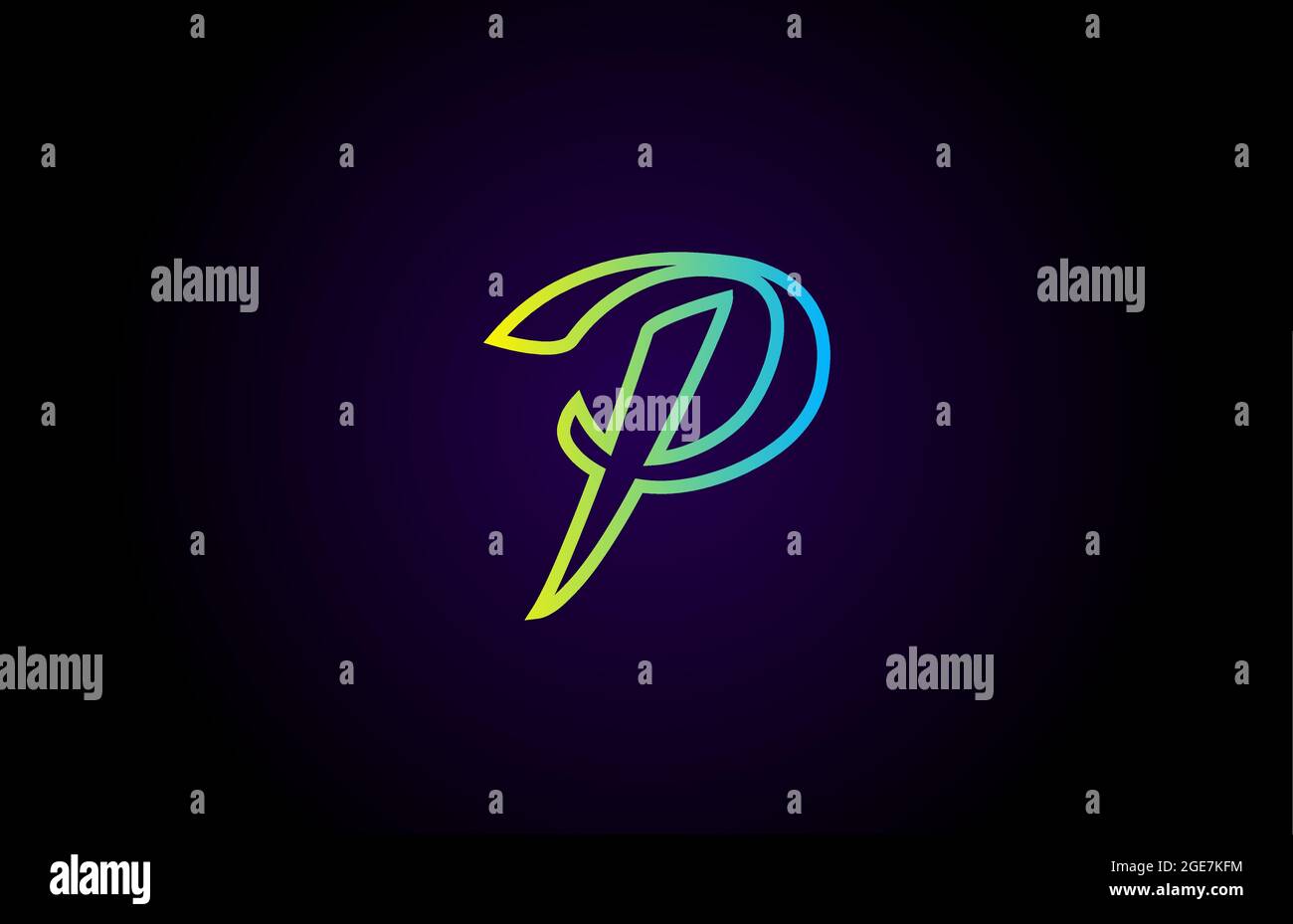 P green yellow creative handwritten alphabet letter logo for branding ...