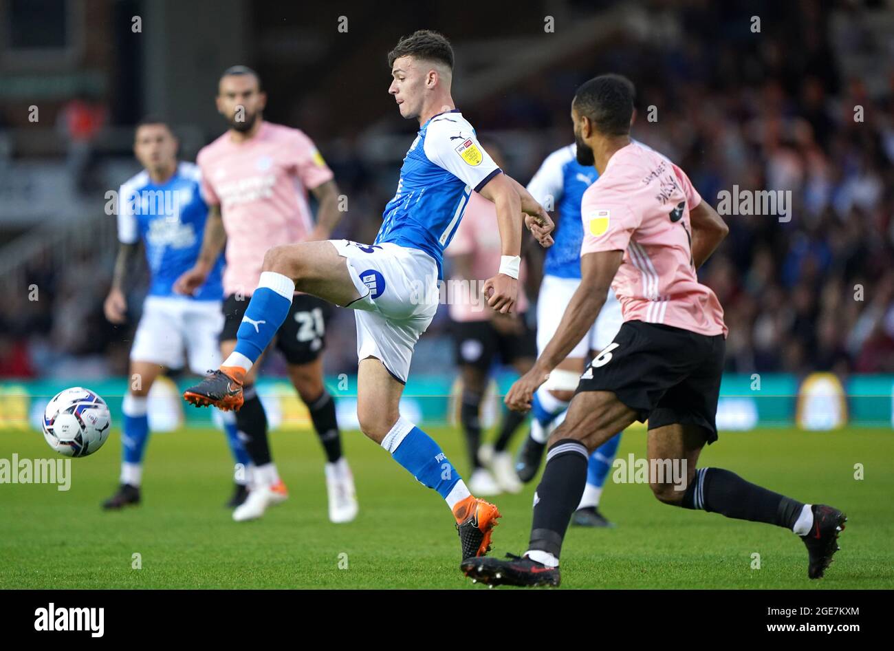 Peterborough United's Harrison Burrows controls the ball during the Sky ...