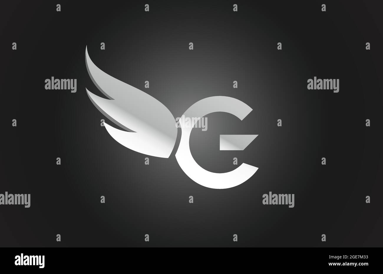 black and white G wing alphabet letter logo icon. Creative design for ...