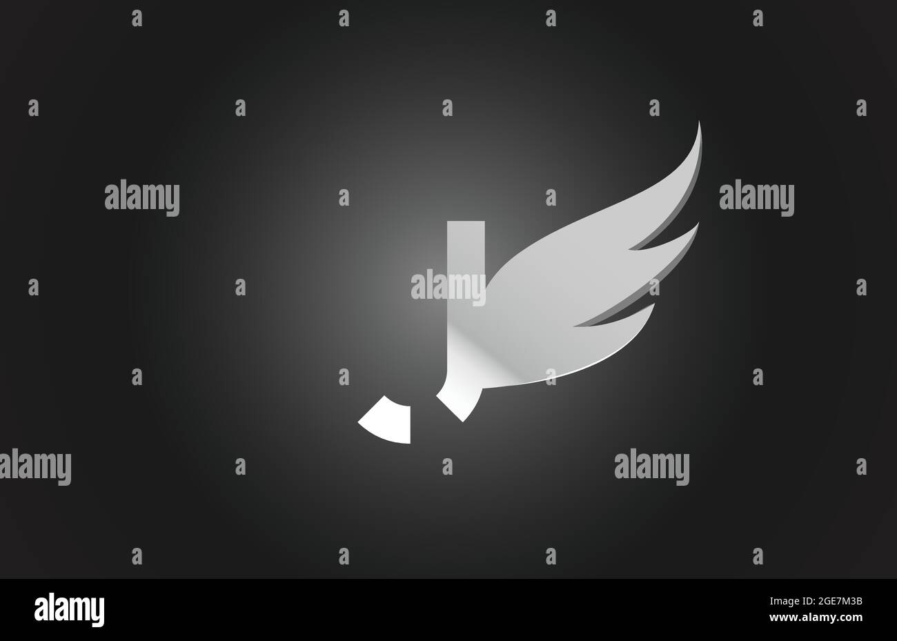 black and white J wing alphabet letter logo icon. Creative design for ...
