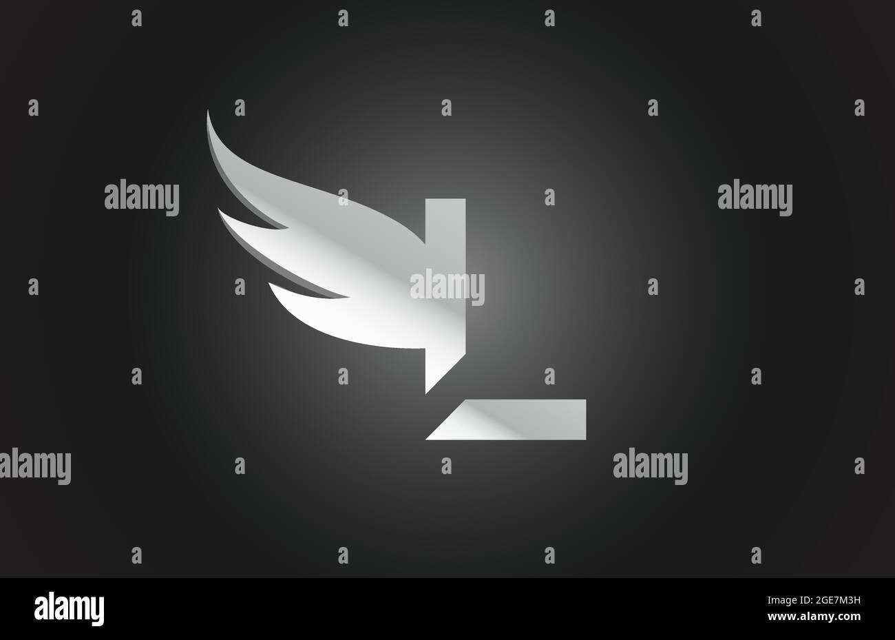 black and white L wing alphabet letter logo icon. Creative design for ...