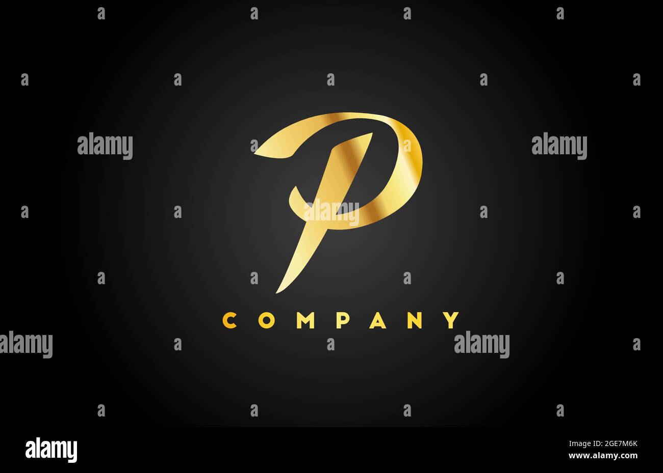gold golden metal P alphabet letter logo icon for branding. Creative ...
