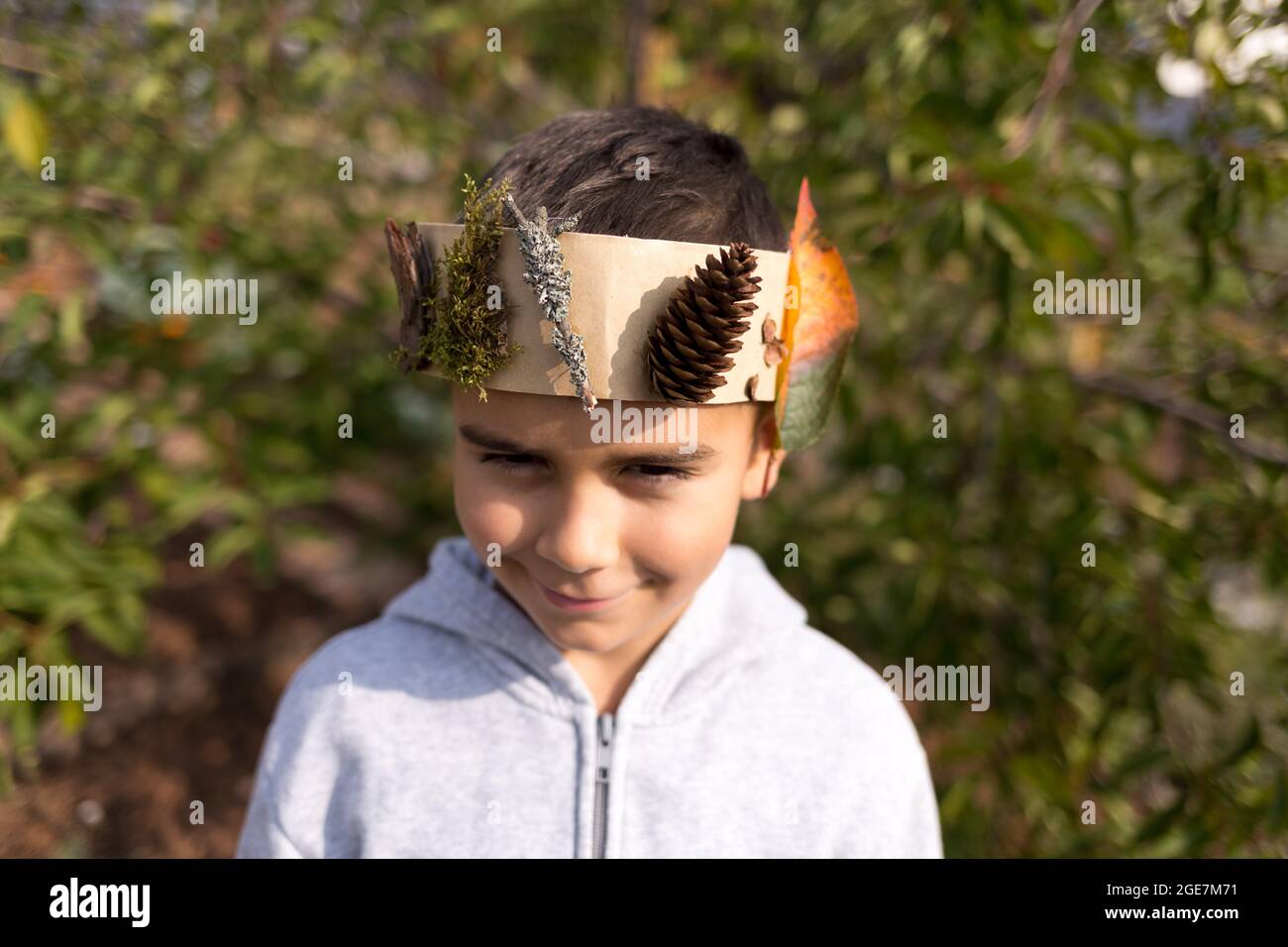 DIY autumn crown project for kids Stock Photo - Alamy