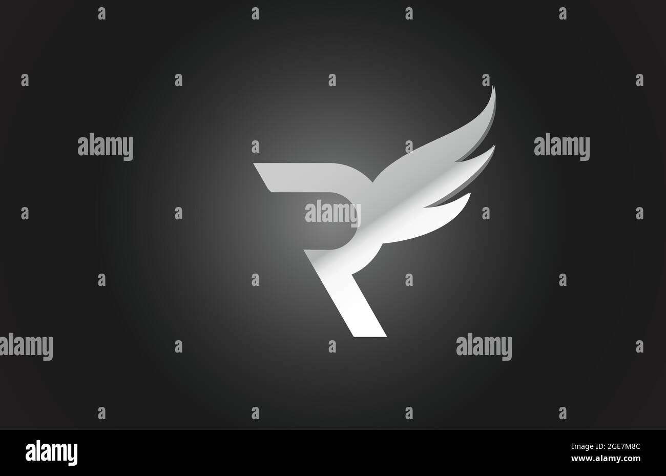 black and white R wing alphabet letter logo icon. Creative design for ...