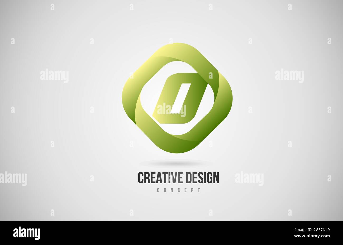green O alphabet letter logo icon with rhombus shape. Creative gradient ...
