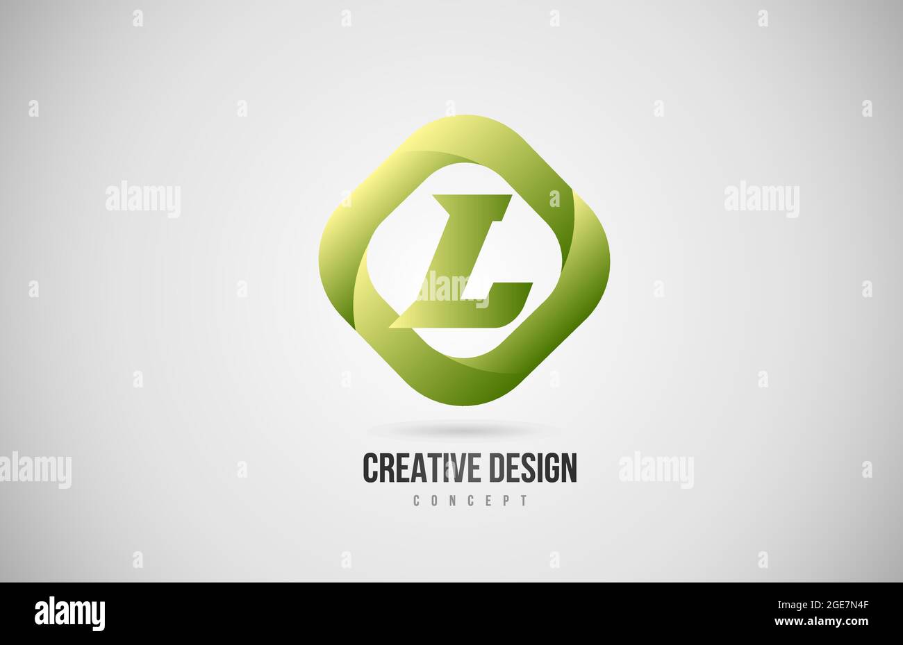 green L alphabet letter logo icon with rhombus shape. Creative gradient ...