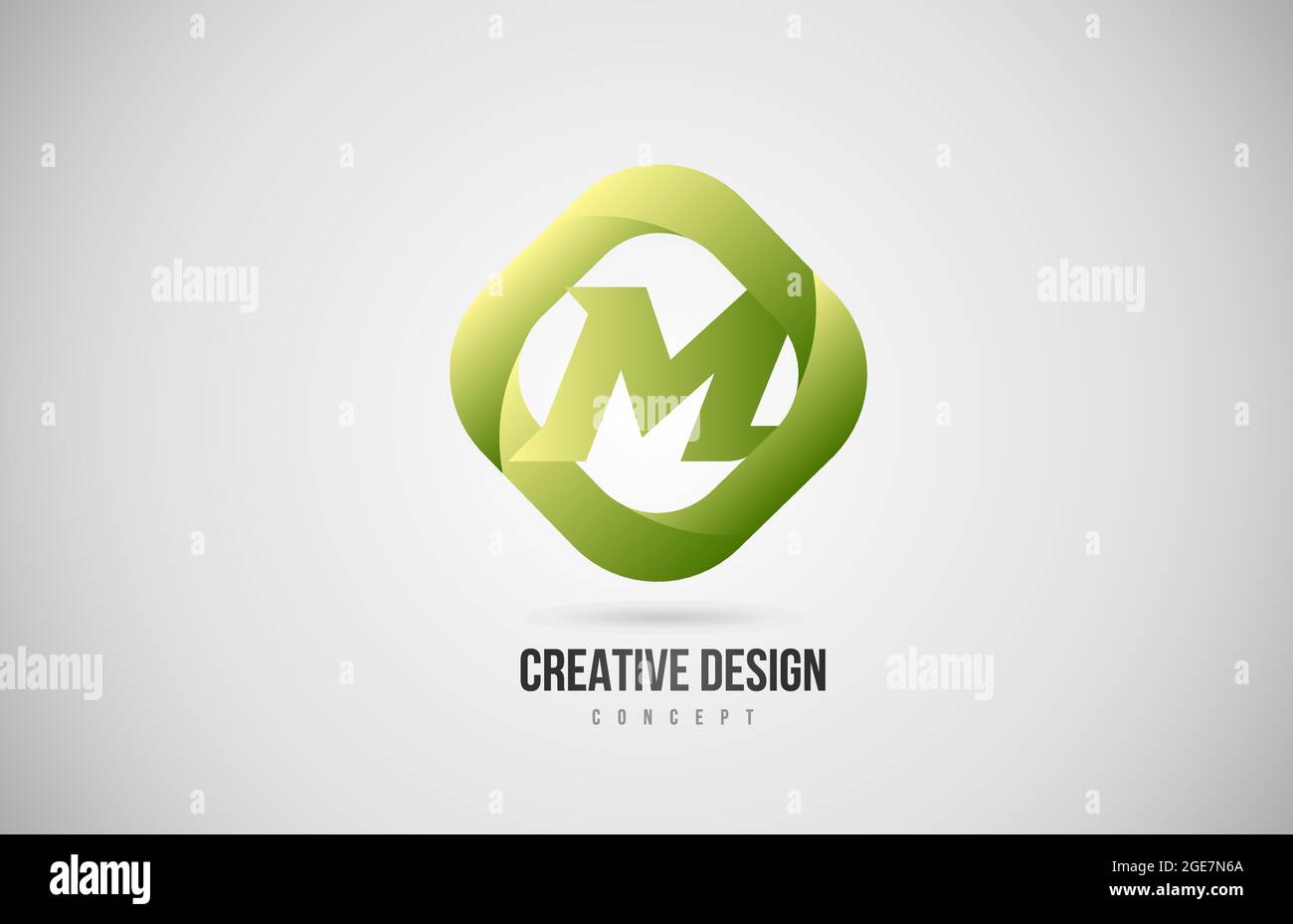 green M alphabet letter logo icon with rhombus shape. Creative gradient ...