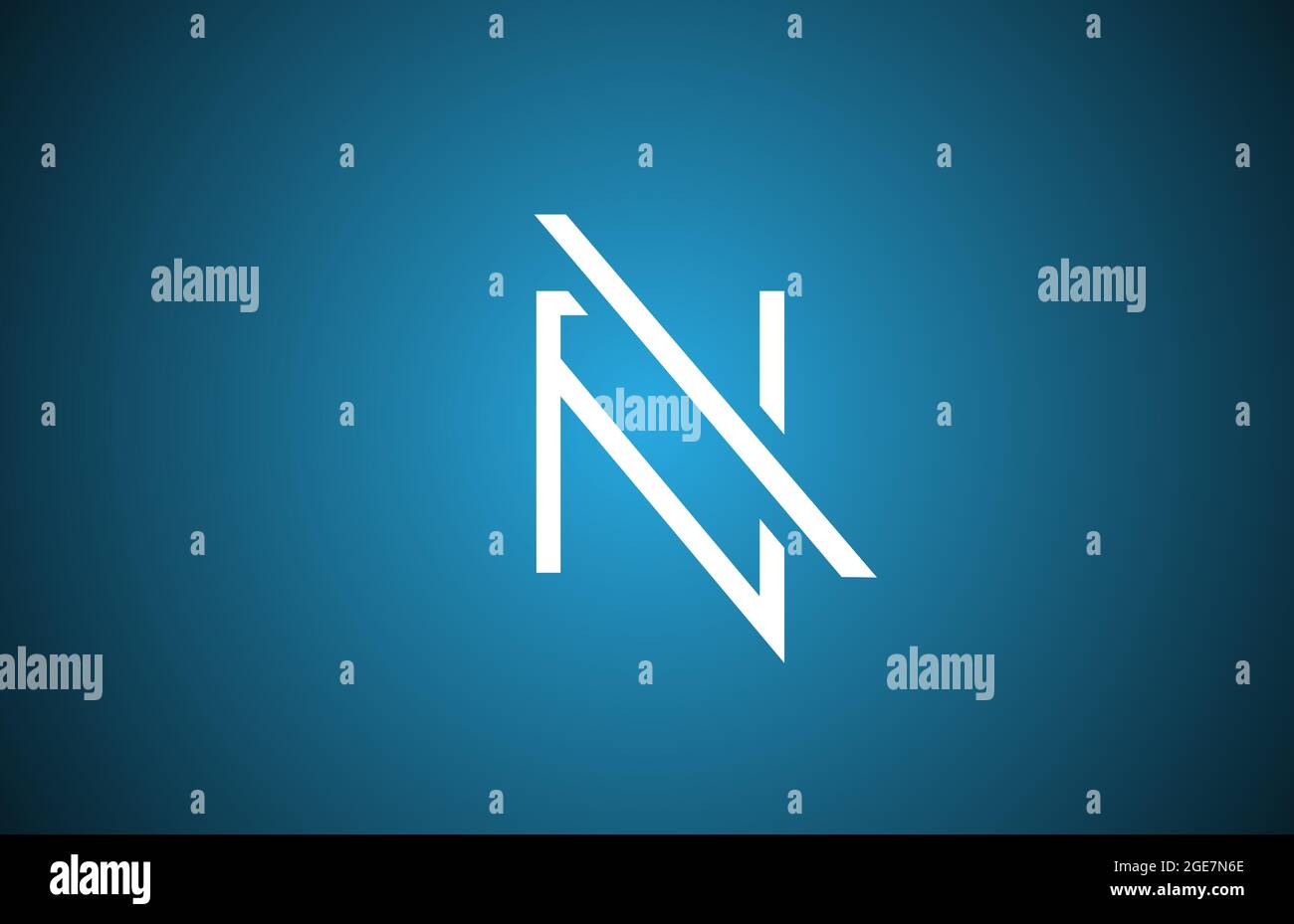 blue white N line alphabet letter logo icon. Creative design template ...