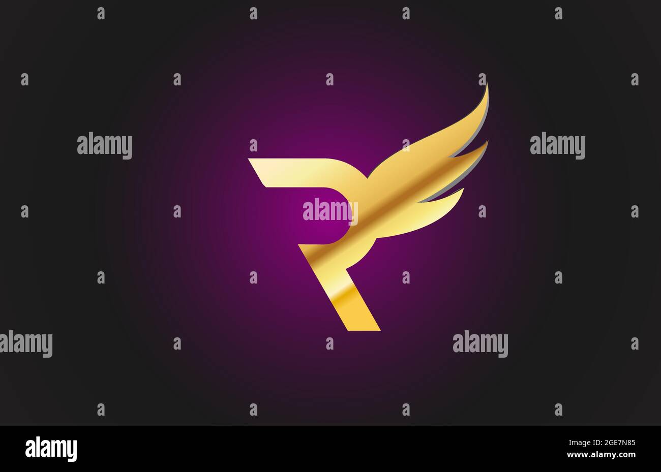 gold golden R wing alphabet letter logo icon. Creative design template ...