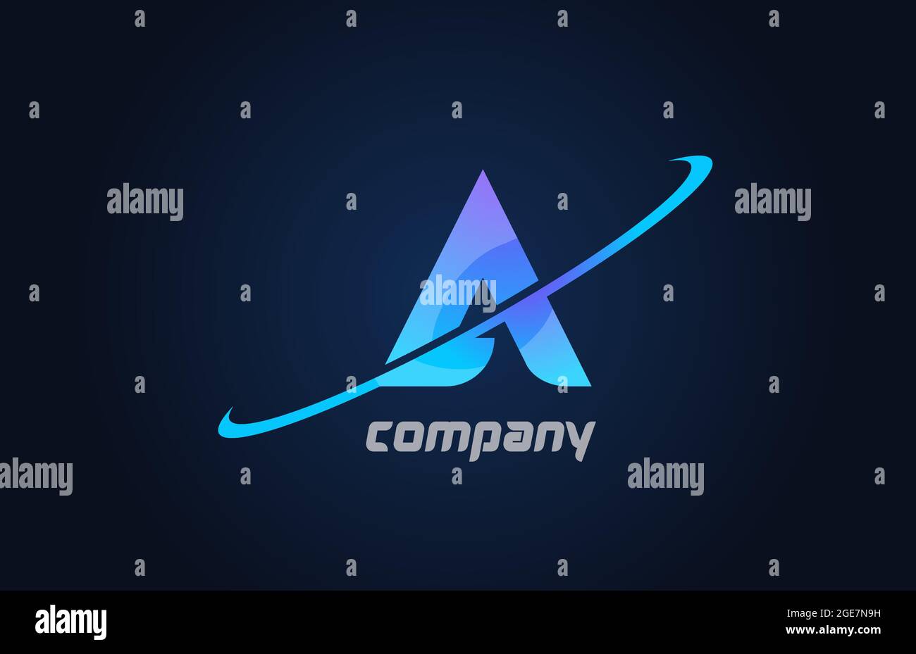 A blue swoosh alphabet letter logo icon template. Creative design for ...