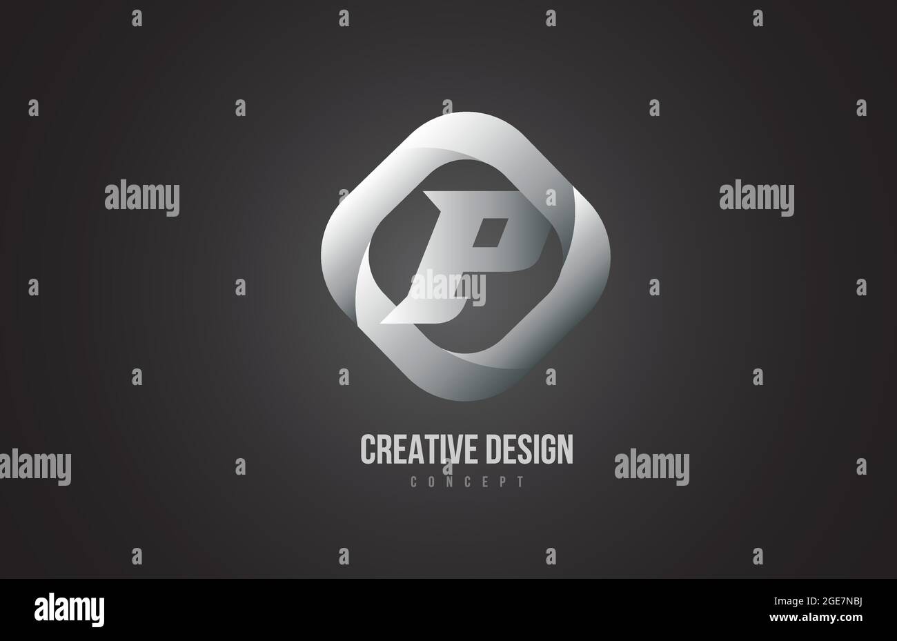 P grey black alphabet letter logo icon. Creative design for business ...