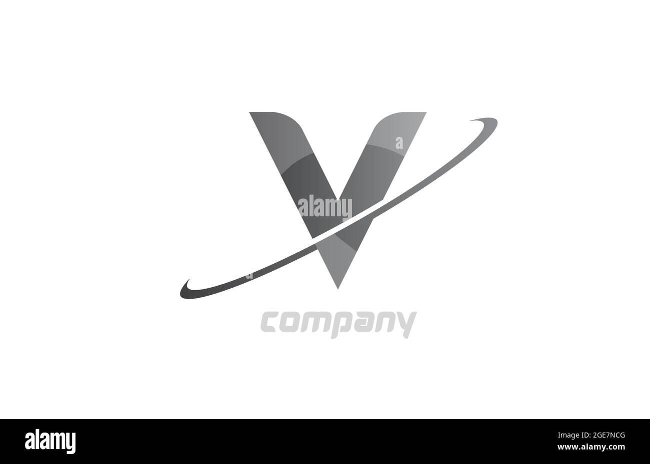 swoosh grey V simple alphabet letter logo icon. Creative design ...