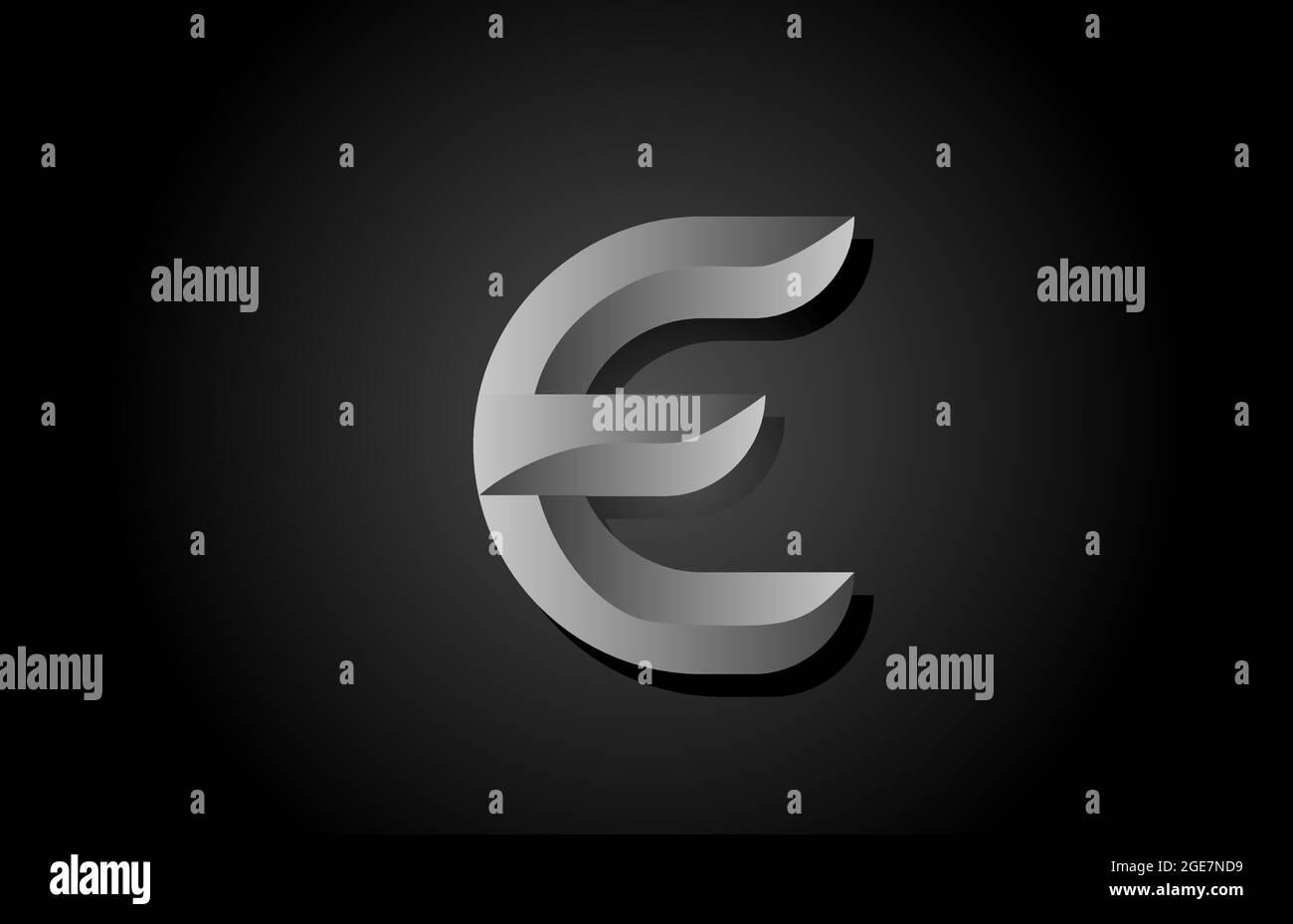 black grey gradient E alphabet letter logo icon. Creative design ...
