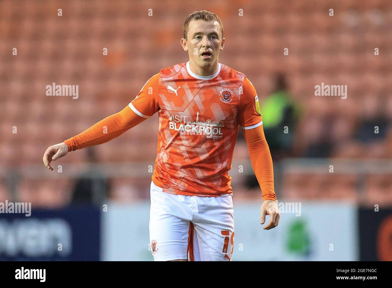 Shayne Lavery #19 of Blackpool gives his team instructions Stock Photo ...