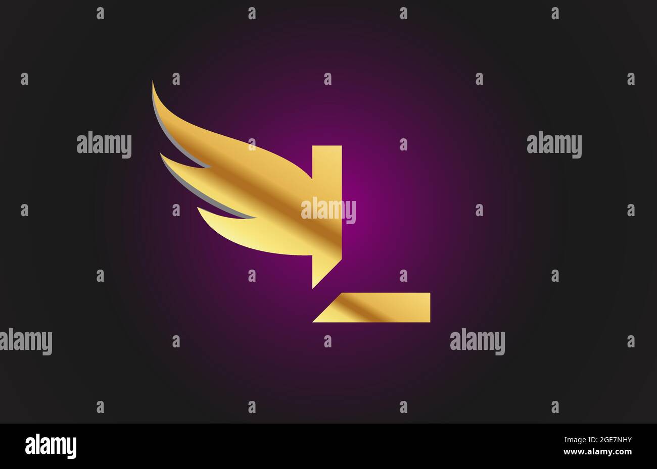 gold golden L wing alphabet letter logo icon. Creative design template ...