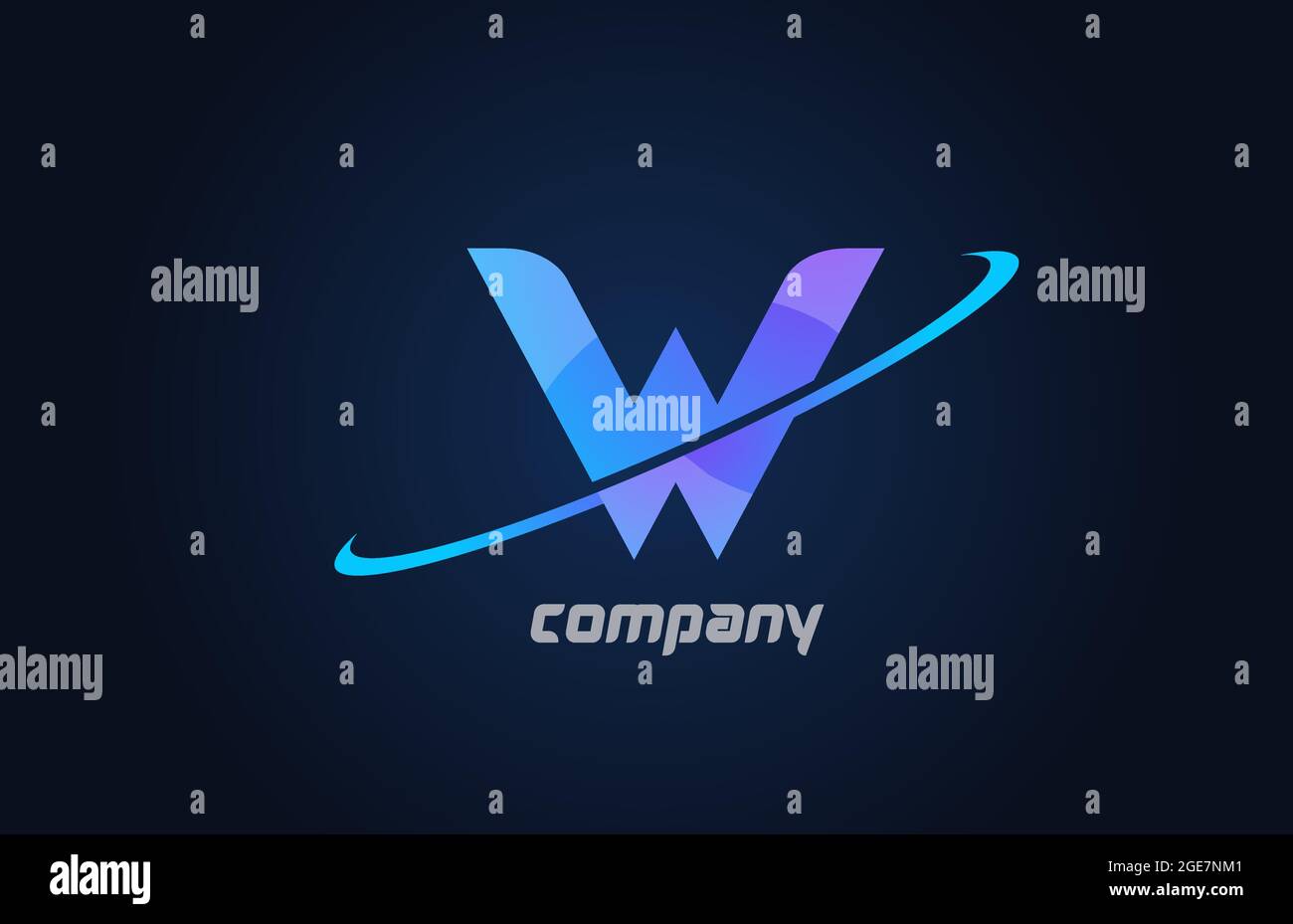 W blue swoosh alphabet letter logo icon template. Creative design for ...