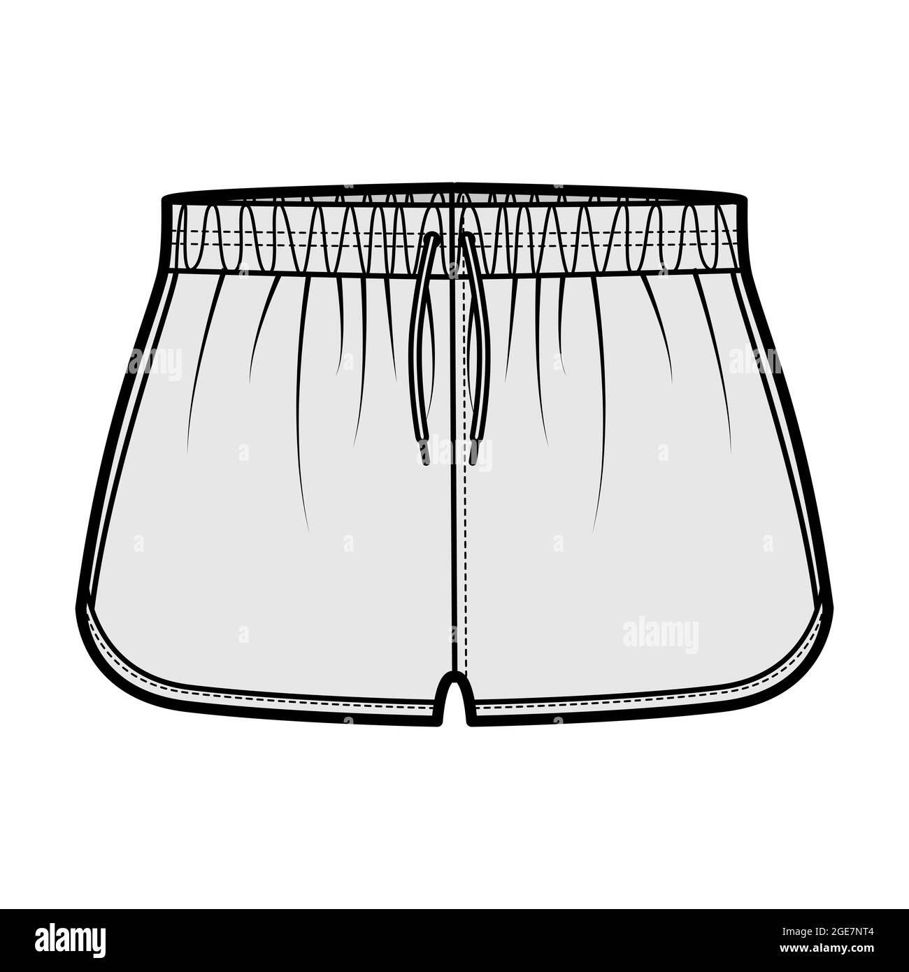 Sport training shorts Activewear technical fashion illustration with ...