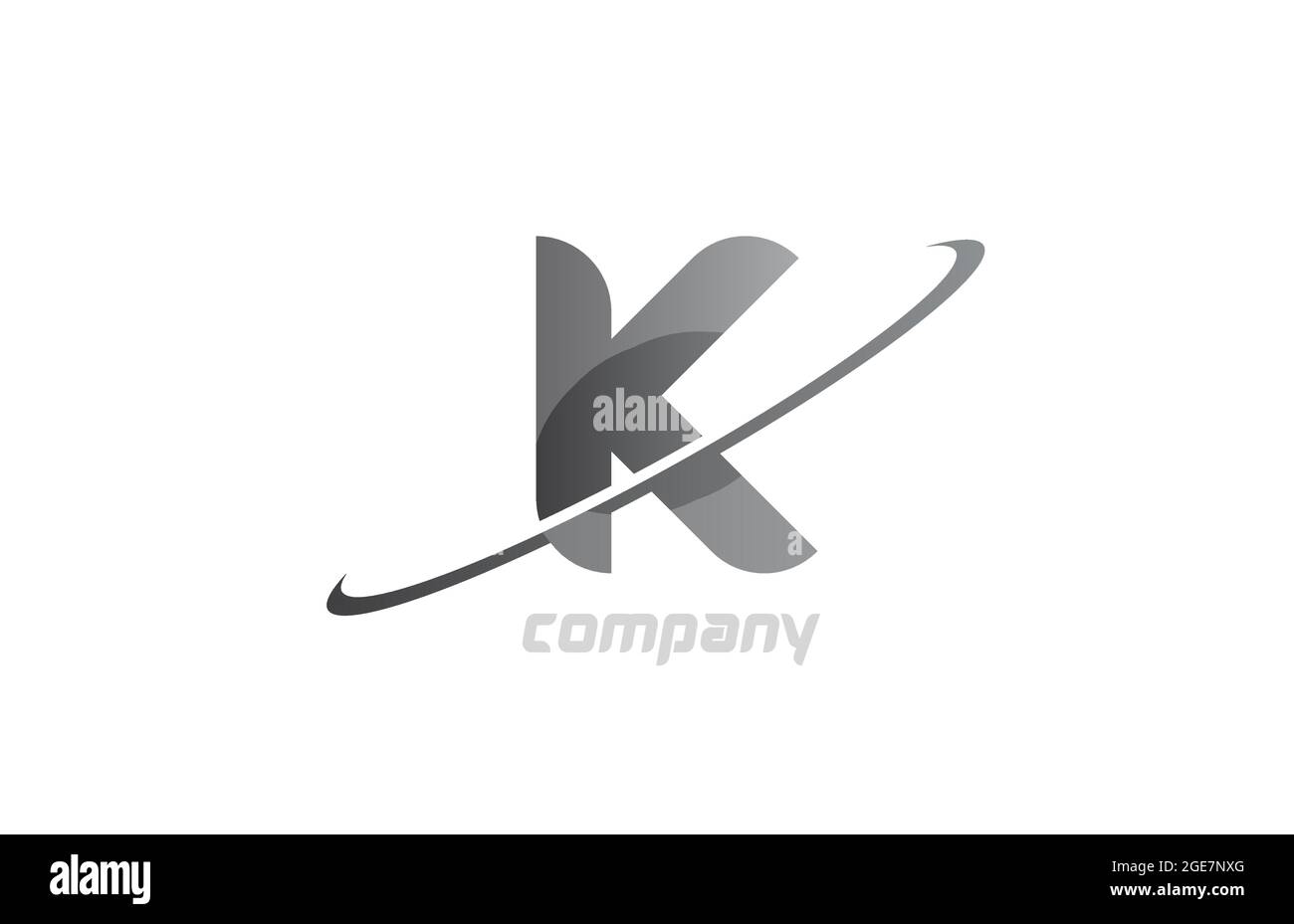 swoosh grey K simple alphabet letter logo icon. Creative design ...