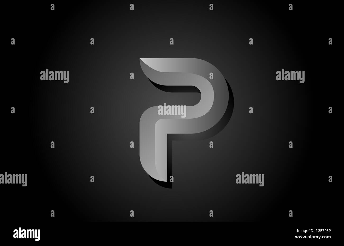 black grey gradient P alphabet letter logo icon. Creative design ...