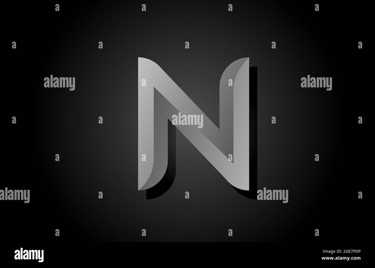 black grey gradient N alphabet letter logo icon. Creative design ...